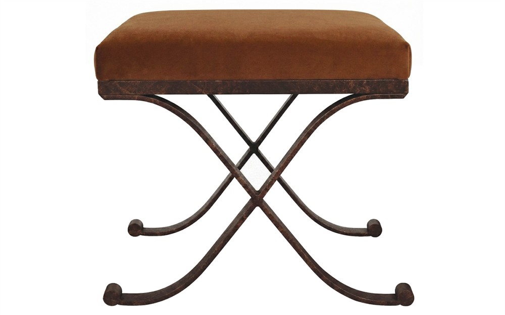 Uzor Spice Performance Velvet Rectangular Ottoman | Kathy Kuo Home