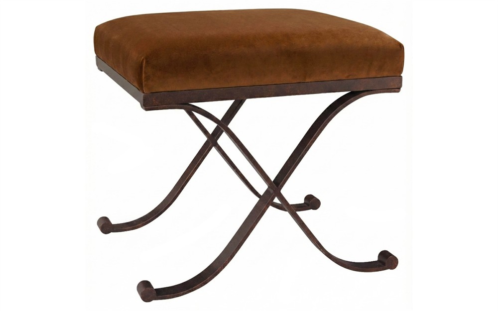 Uzor Spice Performance Velvet Rectangular Ottoman | Kathy Kuo Home