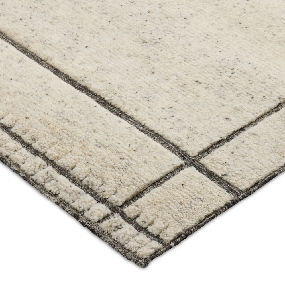 Tillman Updated Traditional Cream Wool Grid Patterned Hand Knotted Rug ...