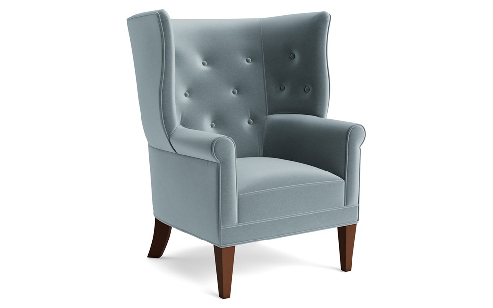 Roland Spring Breeze Performance Velvet Wing Chair | Kathy Kuo Home