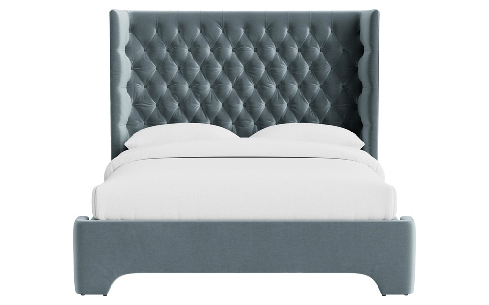 Myra Spring Breeze Performance Velvet Bed - Queen | Kathy Kuo Home