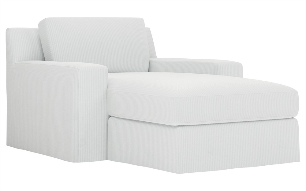 Henri Sky Blue Cotton Stripe Slipcovered Chaise | Kathy Kuo Home