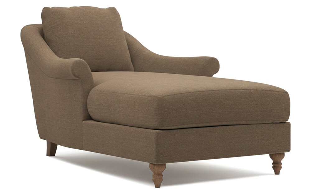 Amelie Mocha Mist Performance Velvet Chaise | Kathy Kuo Home