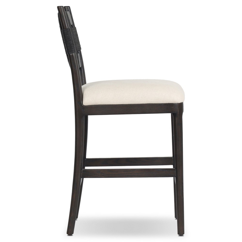 Tova Distressed Black Oak Counter Stool | Kathy Kuo Home