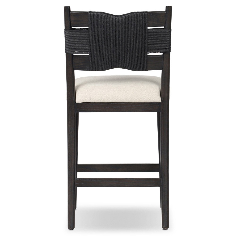 Tova Distressed Black Oak Counter Stool | Kathy Kuo Home
