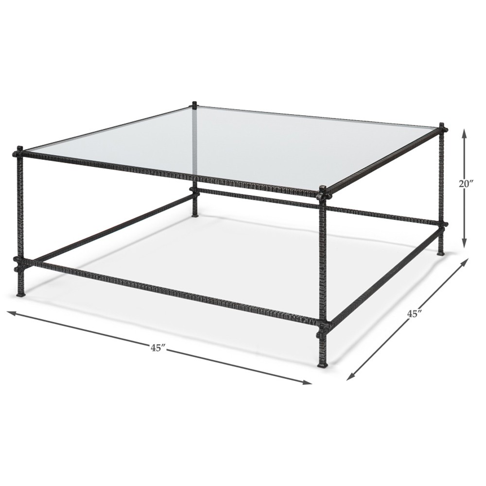 Augustus Modern Classic Tempered Glass Grey Iron Rectangular Coffee ...