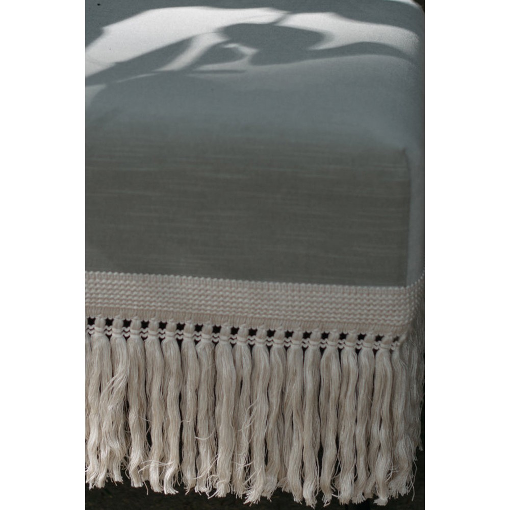 Valeria Updated Traditional Blue Green Velvet Fringe Rectangular Stool ...