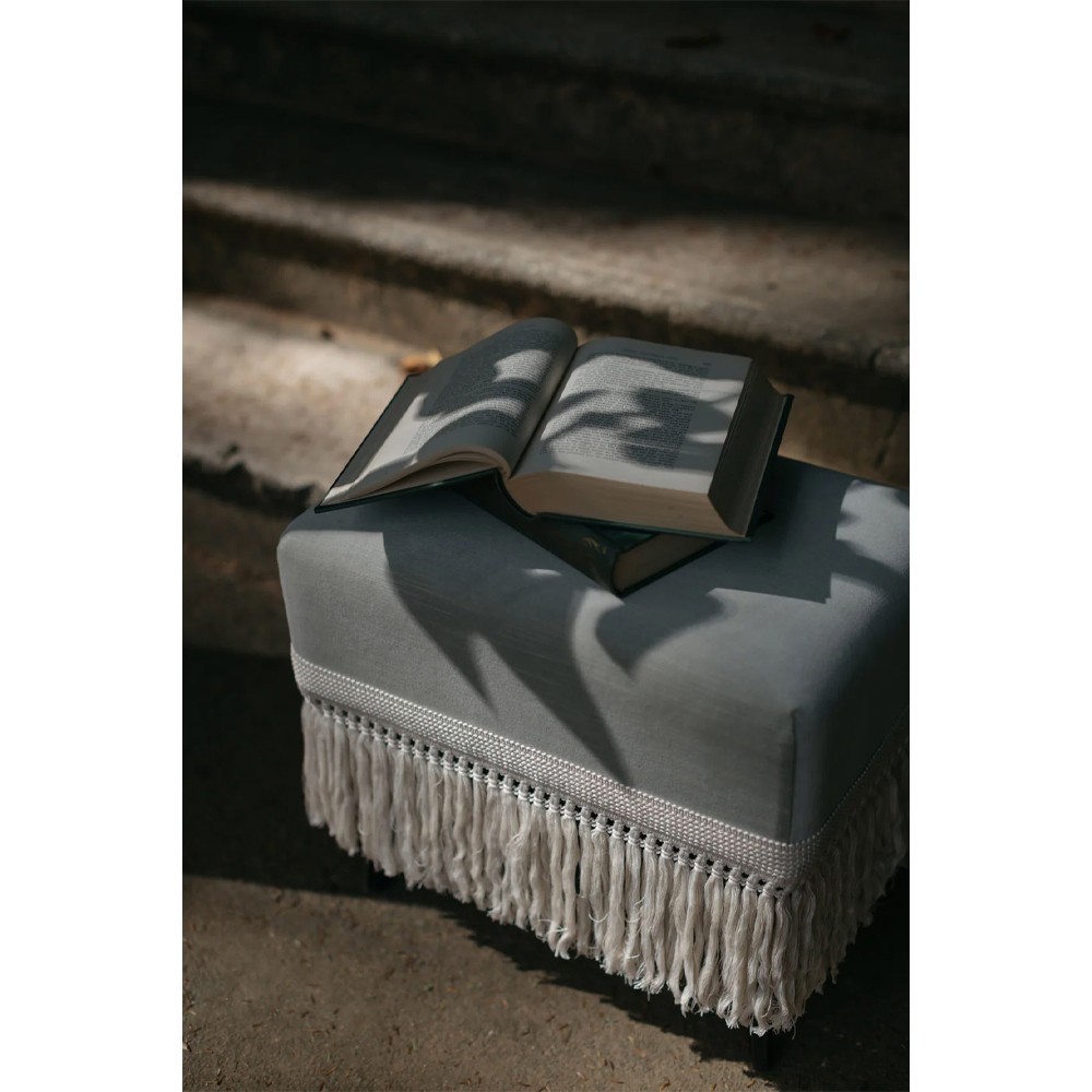 Valeria Updated Traditional Blue Green Velvet Fringe Rectangular Stool ...