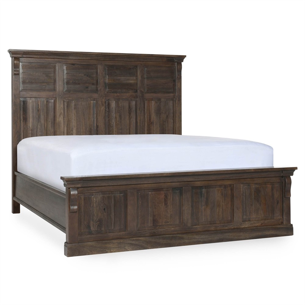 Melany French Country Cocoa Brown Mango Wooden Bed - King King | Kathy ...