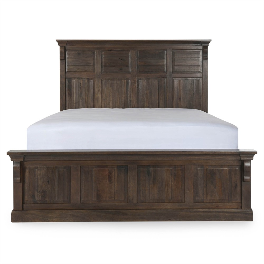 Melany French Country Cocoa Brown Mango Wooden Bed - Queen Queen ...