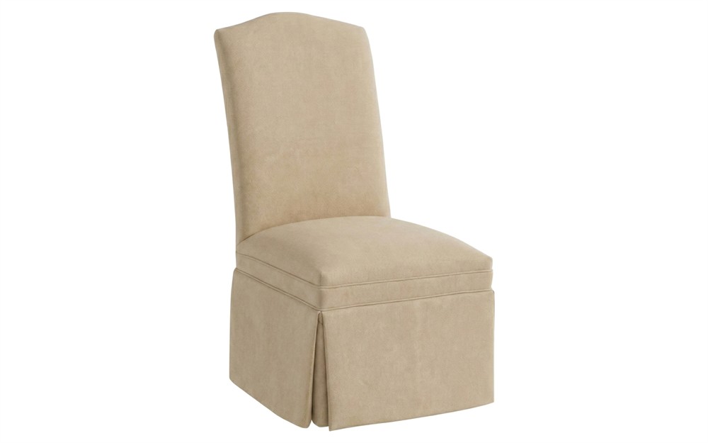 Temi Champagne Performance Velvet Skirted Side Chair | Kathy Kuo Home