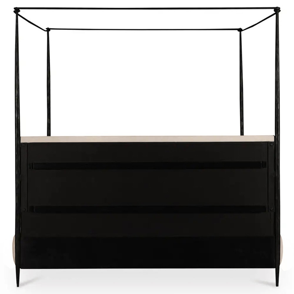 Larisse Modern Classic Black Iron Canopy Bed - Queen Queen | Kathy Kuo Home