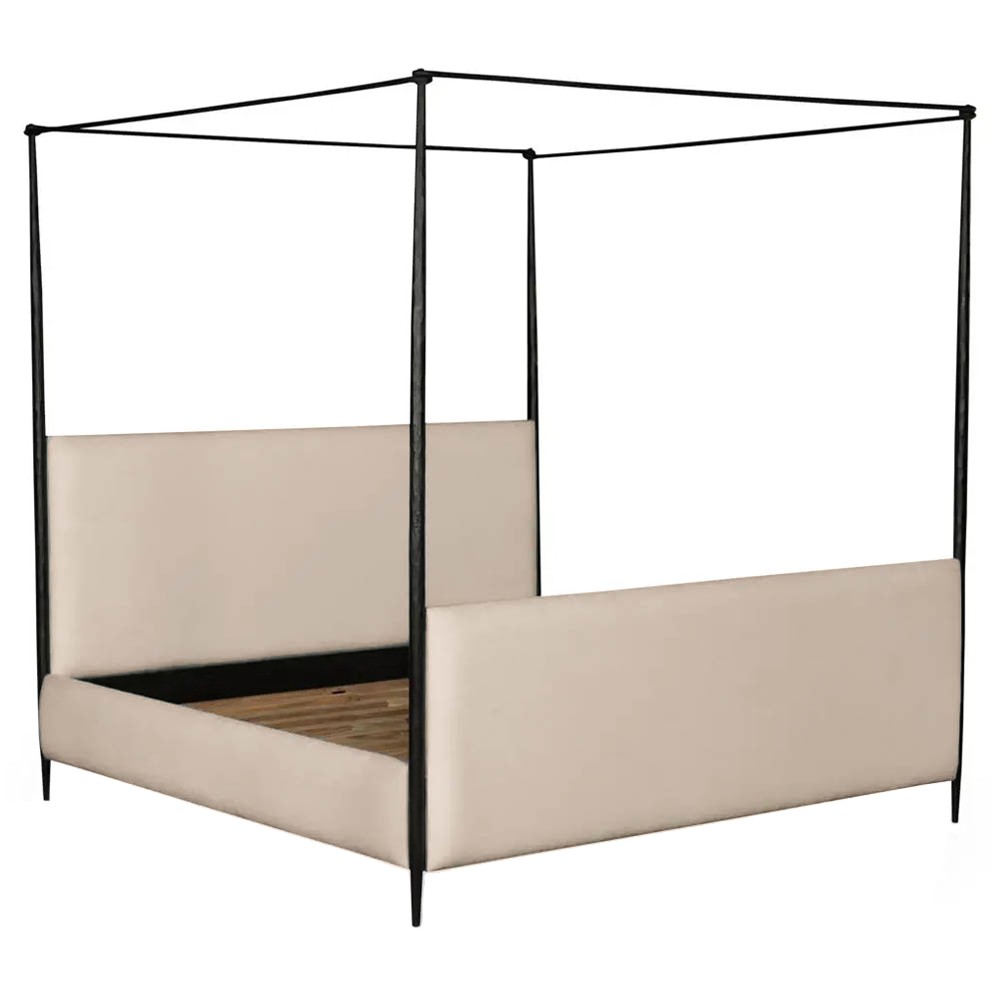 Larisse Modern Classic Black Iron Canopy Bed - Queen Queen | Kathy Kuo Home