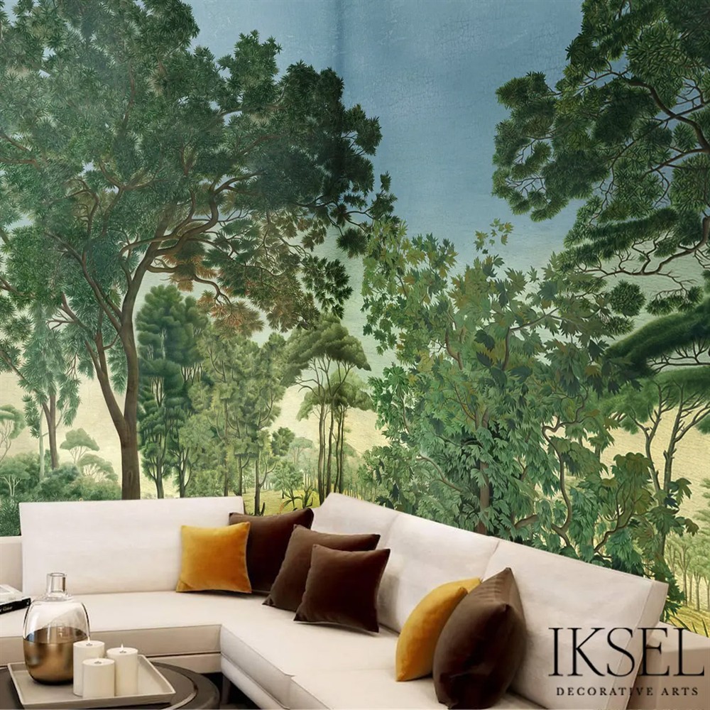Iksel Italian Promenade Traditional Green Botanical Wallpaper Mural ...
