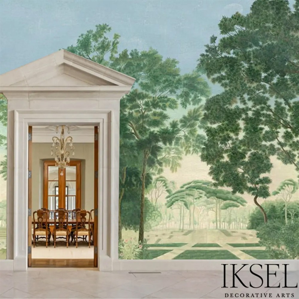 Iksel Italian Promenade Traditional Green Botanical Wallpaper Mural ...