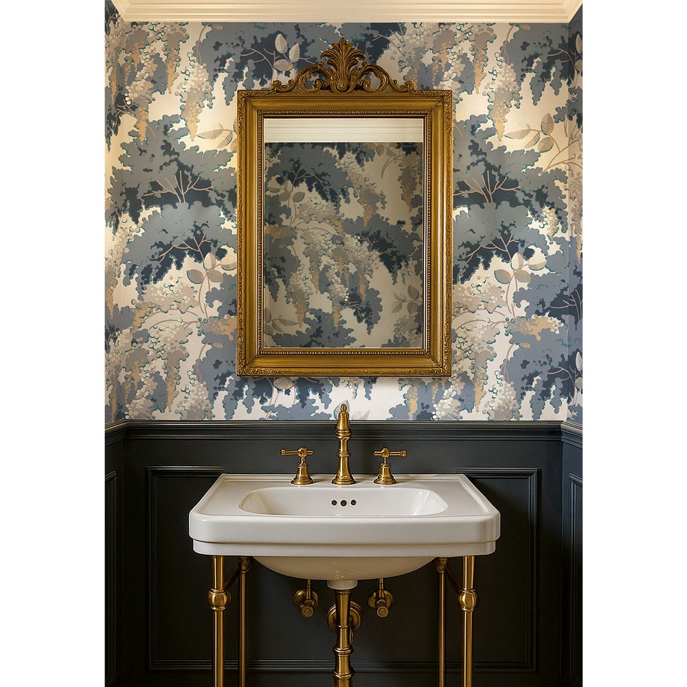 Isidore Leroy Frondaisons Blue Floral Non Woven Wallpaper - Sample ...