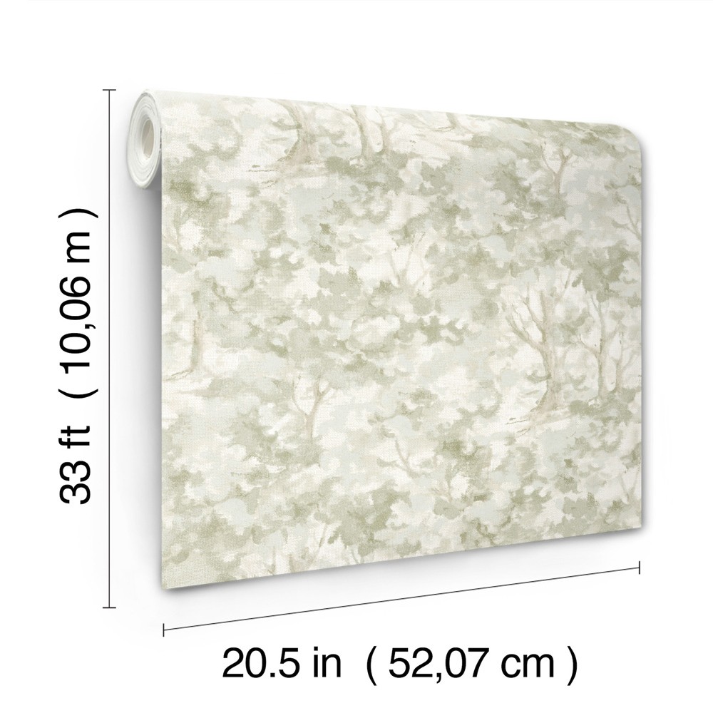 Rosewood Traditional Sage Green Forest Wallpaper - Sample | Kathy Kuo Home