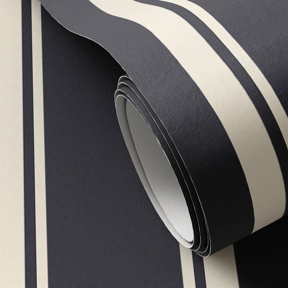 Ivy Modern Classic Black Striped Wallpaper | Kathy Kuo Home