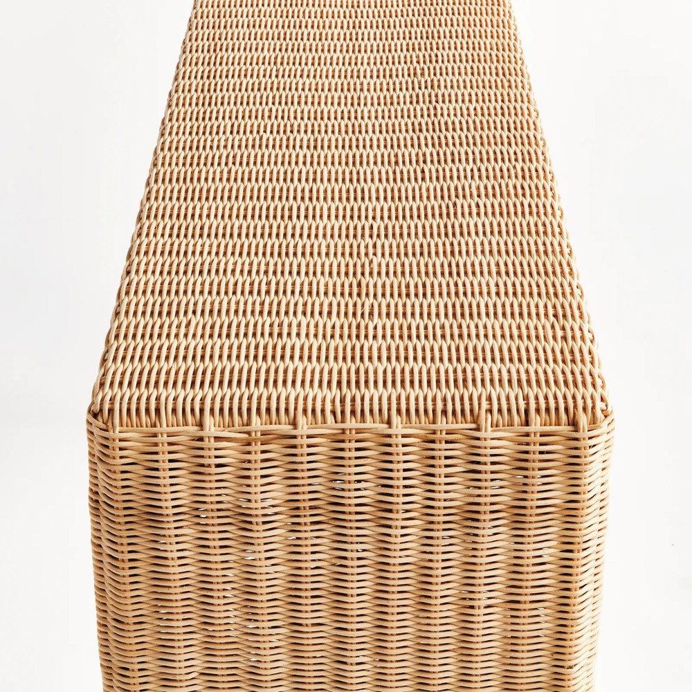 Nerina Coastal Beach Natural Woven Rattan Rectangular Console Table ...