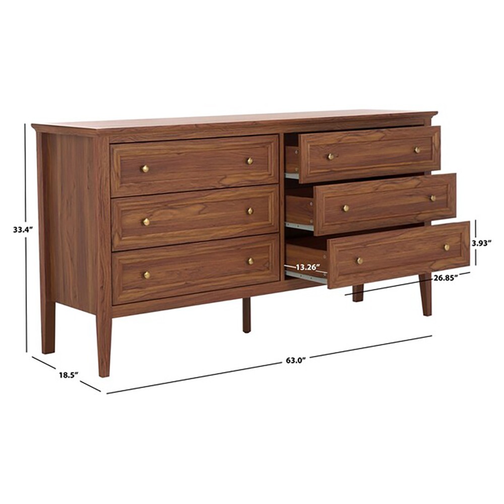 Fionelle Modern Classic Dark Brown Wood Double Dresser | Kathy Kuo Home