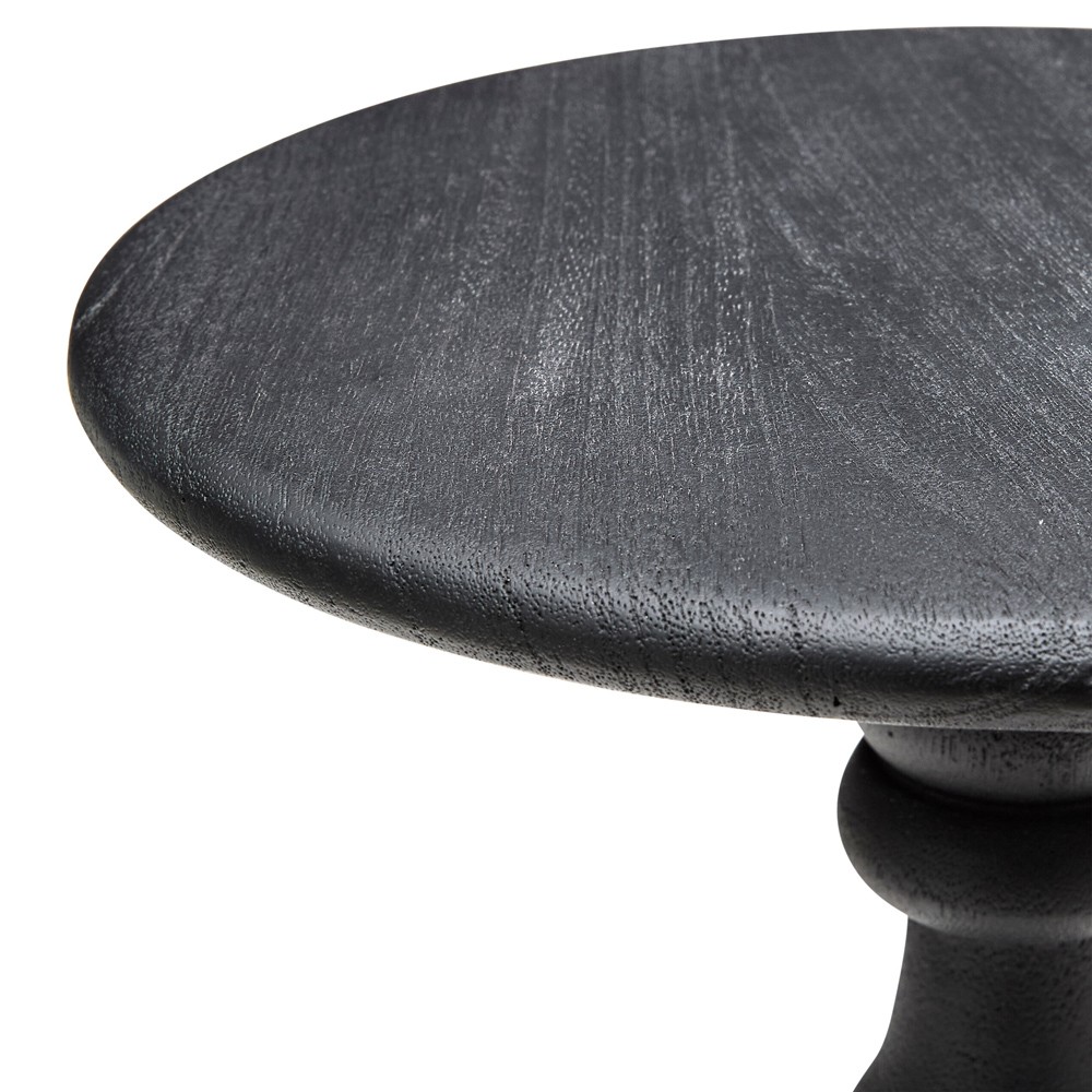 Aziel Updated Traditional Black Mango Wood Spindle Round Drink Table ...