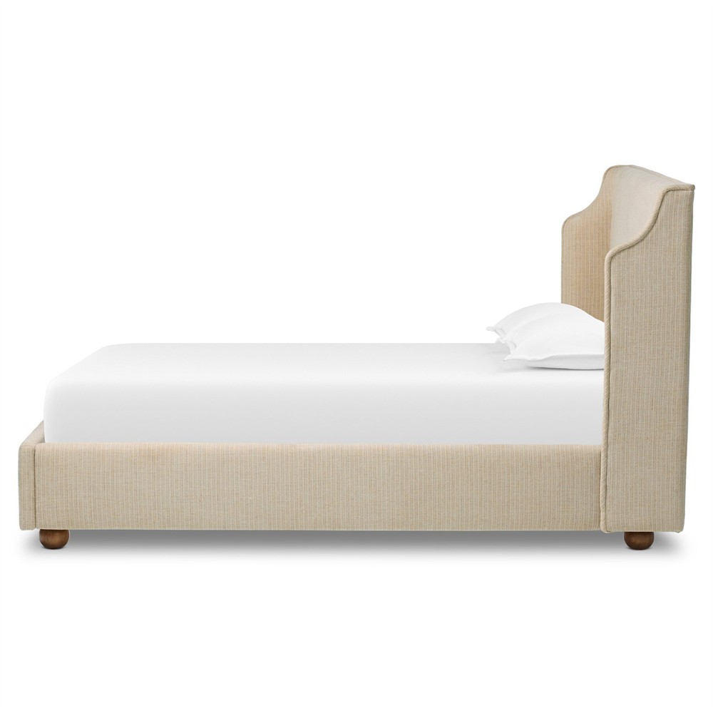 Noelia Laine Natural Linen Wingback Bed - Queen Queen | Kathy Kuo Home