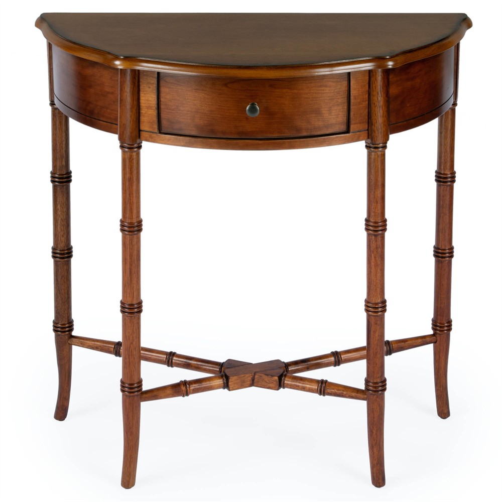 Mimi French Country Brown Wood Demilune Console Table Small (under 42 ...