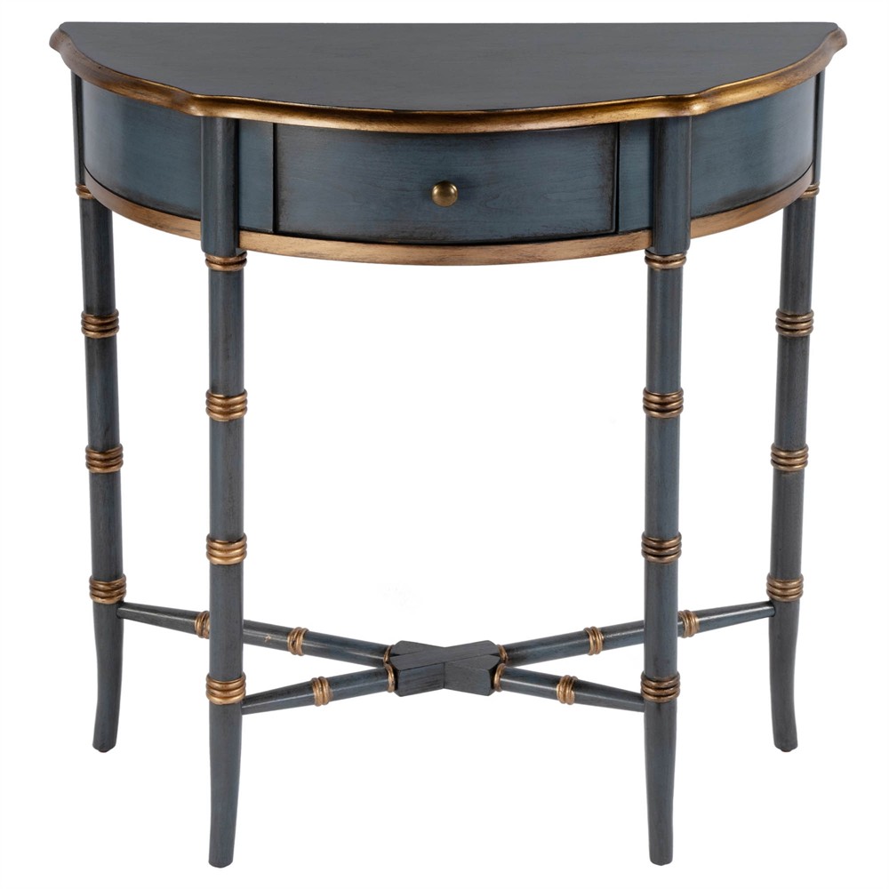 Mimi French Country Blue Wood Demilune Console Table Small (under 42" W ...