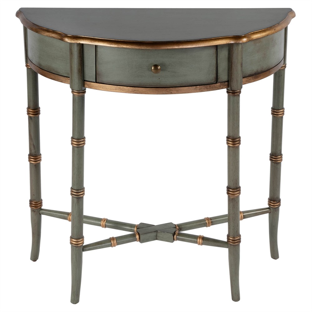 Mimi French Country Green Wood Demilune Console Table Small (under 42 ...