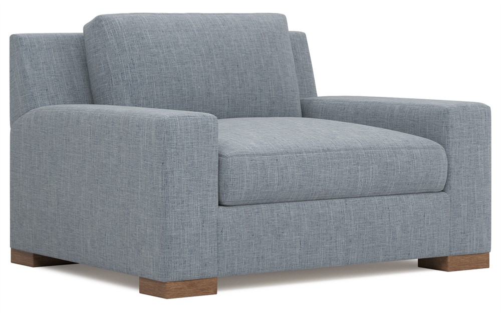 Henri Denim Blue Performance Chair and a Half | Kathy Kuo Home