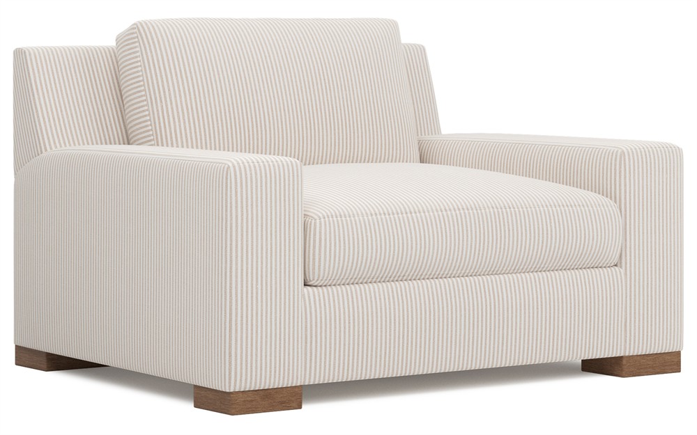 Henri Seashell Cotton Stripe Chair and a Half | Kathy Kuo Home