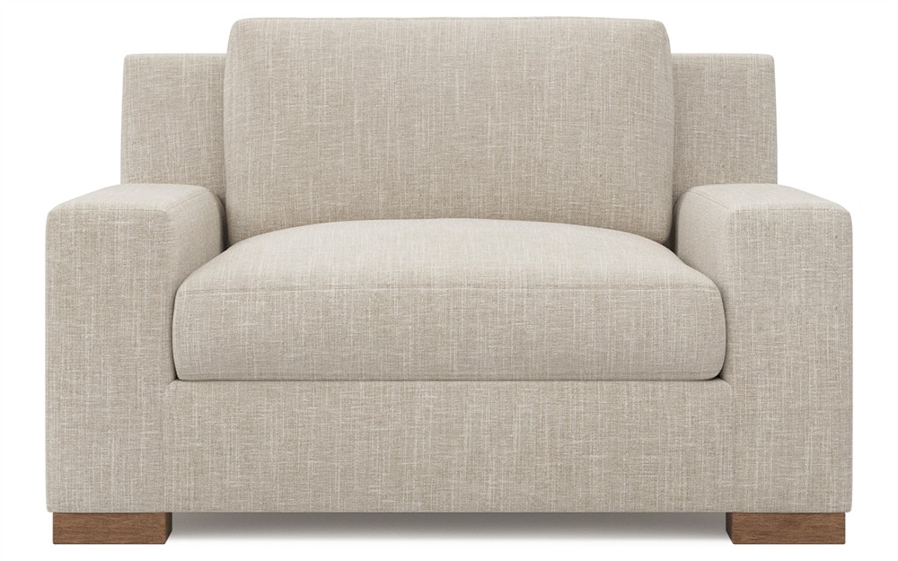 Henri Mocha Mist Performance Velvet Chair and a Half | Kathy Kuo Home