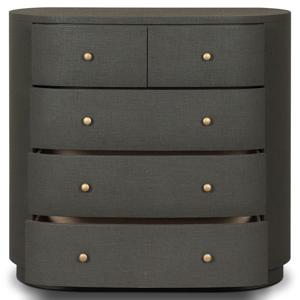 Beatrice Modern Classic Dark Green Painted Linen Oval Tall Chest ...