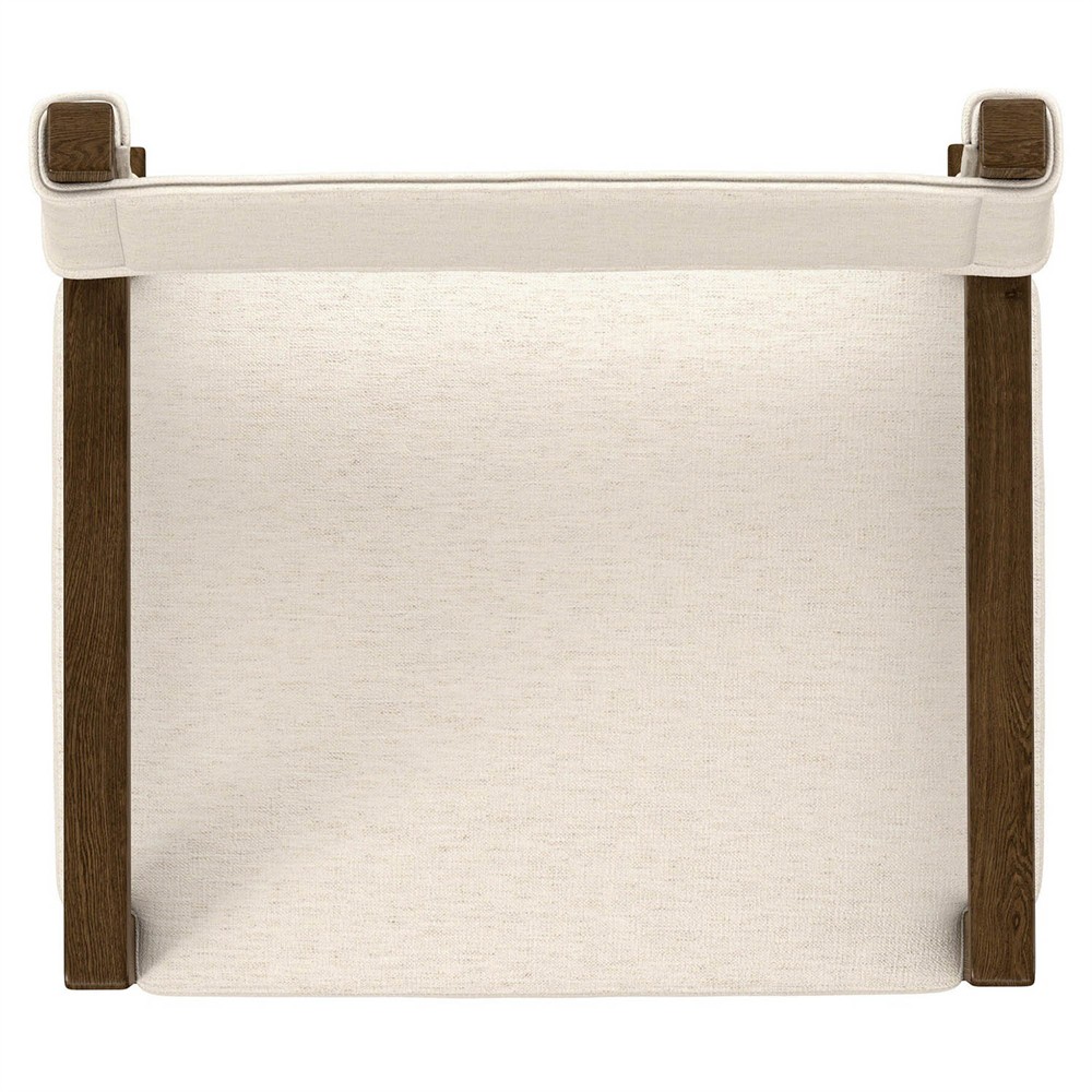Ely Rustic Lodge Cream Crypton Brown Wood Dining Arm Chair | Kathy Kuo Home