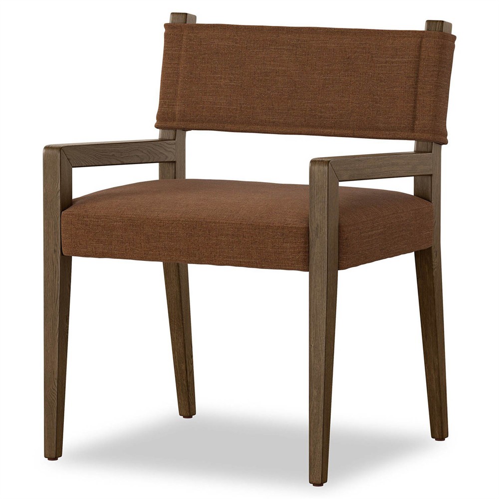 Ely Rustic Lodge Brown Dining Arm Chair | Kathy Kuo Home