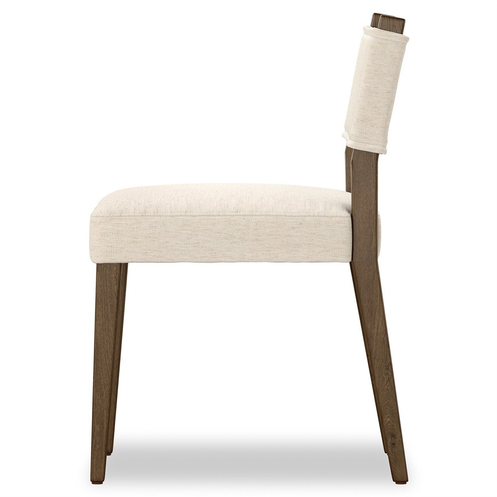 Ely Rustic Lodge Cream Crypton Brown Wood Dining Chair | Kathy Kuo Home