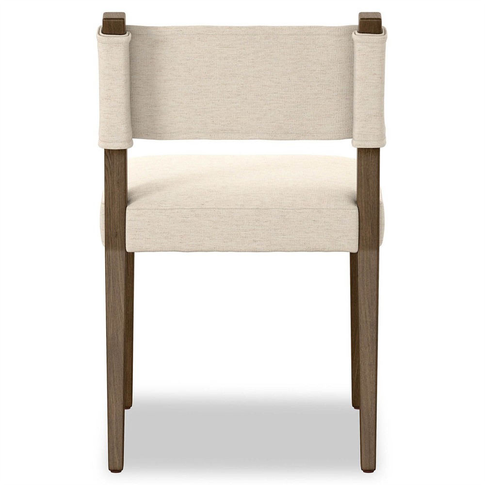 Ely Rustic Lodge Cream Crypton Brown Wood Dining Chair | Kathy Kuo Home