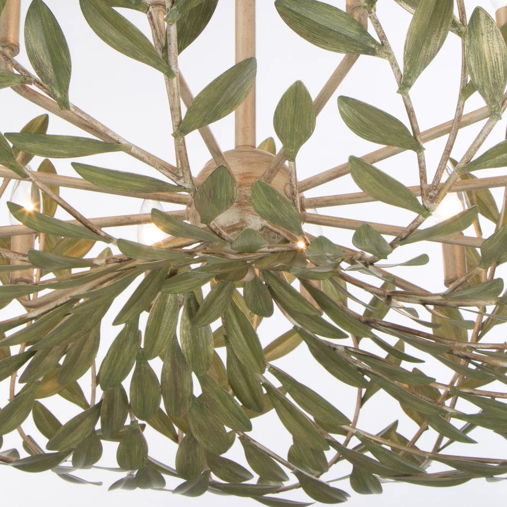 Liora Updated Traditional Champagne Green Leaf 12 Light Chandelier ...