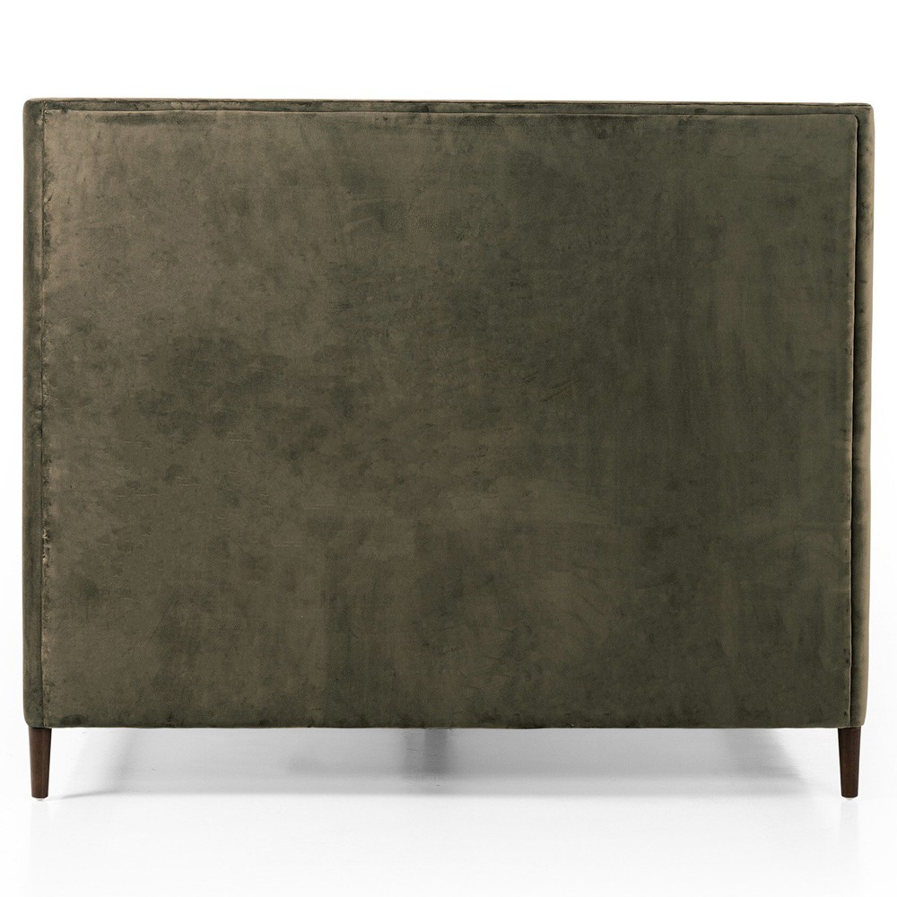 Patrice Rustic Lodge Olive Green Velvet Performance Bed - Queen Queen ...