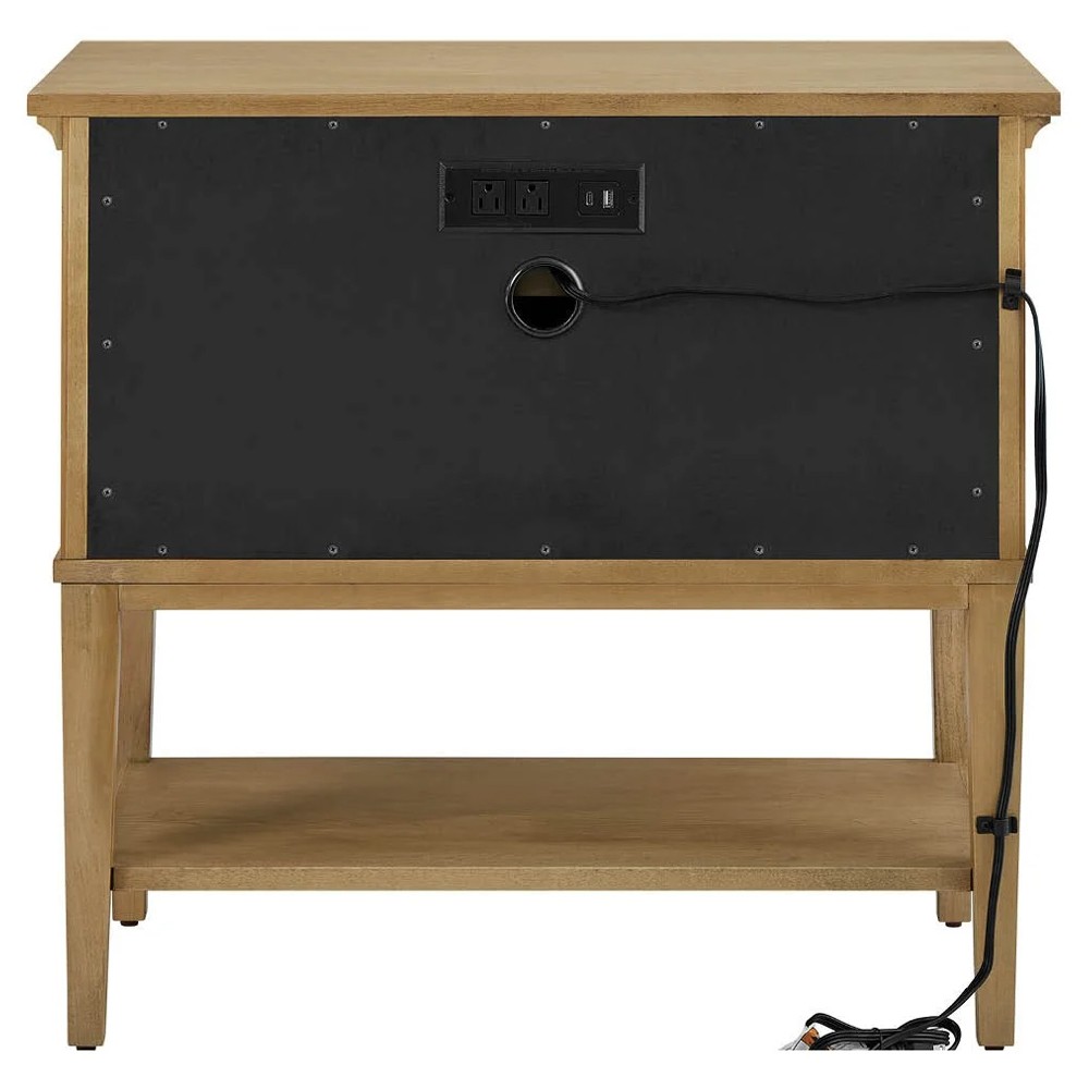 Adelaide Updated Traditional Brindle Birch Wood Wide Nightstand Wide ...