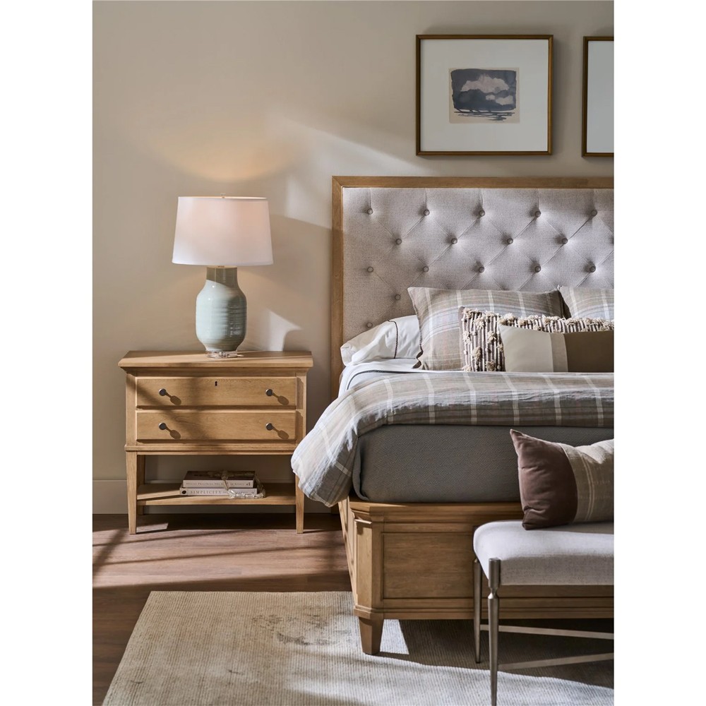 Adelaide Updated Traditional Brindle Birch Wood Wide Nightstand Wide ...