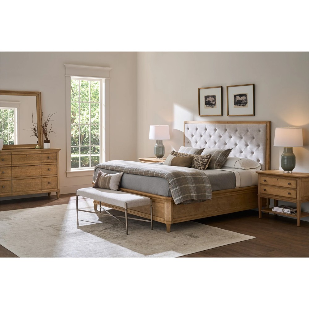 Adelaide Updated Traditional Brindle Birch Wood Wide Nightstand Wide ...