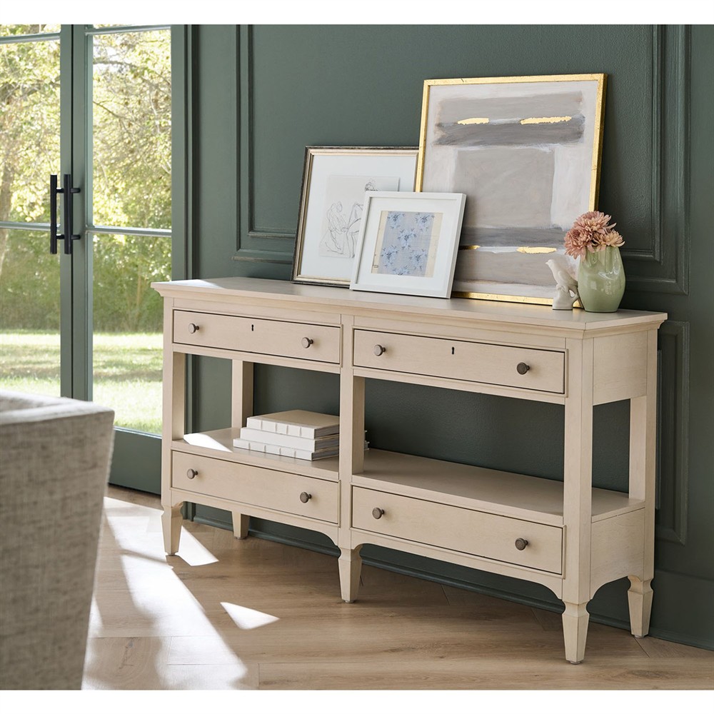 Adelaide Updated Traditional Cream Wood Console Table Long (53 - 75" W ...