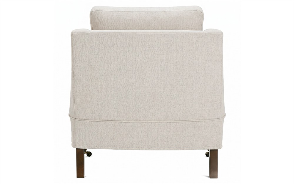 Madeline Sea Salt Performance Skirted Arm Chair | Kathy Kuo Home
