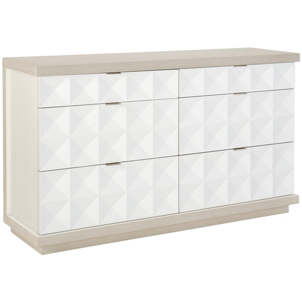 Lucille Modern Classic White Grey Wood Fancy Face Dresser | Kathy Kuo Home