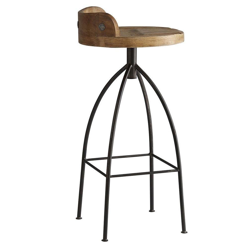 Henson Industrial Loft Brown Mango Wood Black Iron Bar Stool | Kathy ...