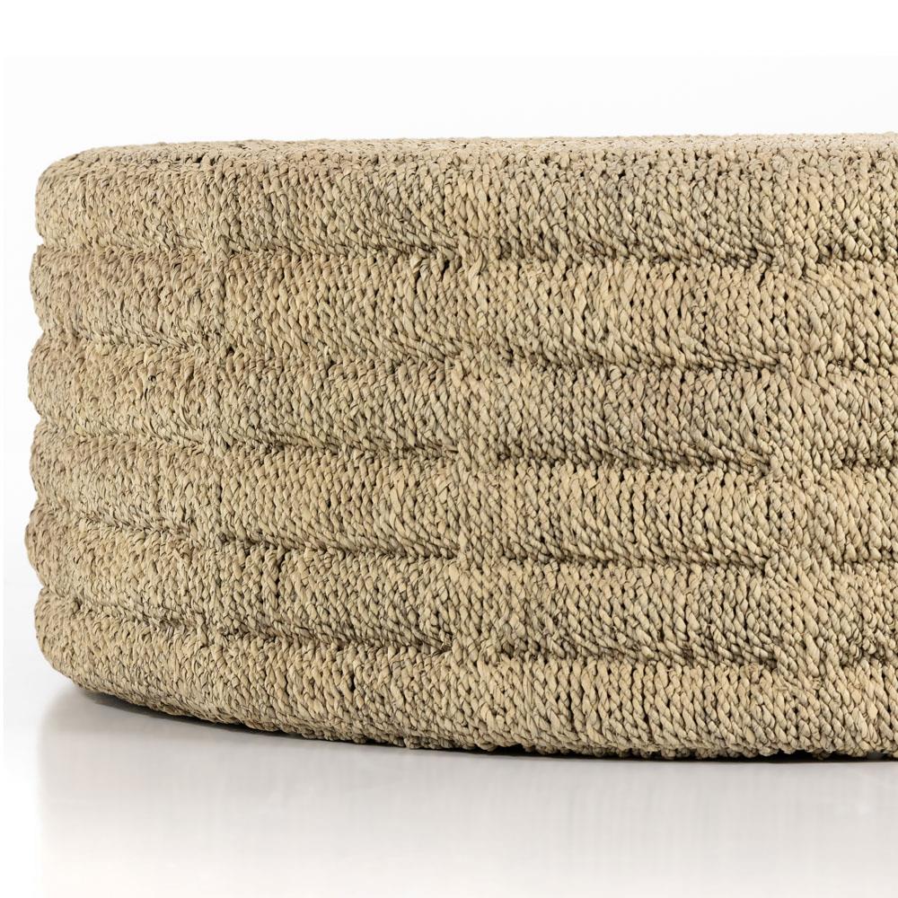 Paula Coastal Beach Brown Woven Pandan Rope Drum Round Coffee Table
