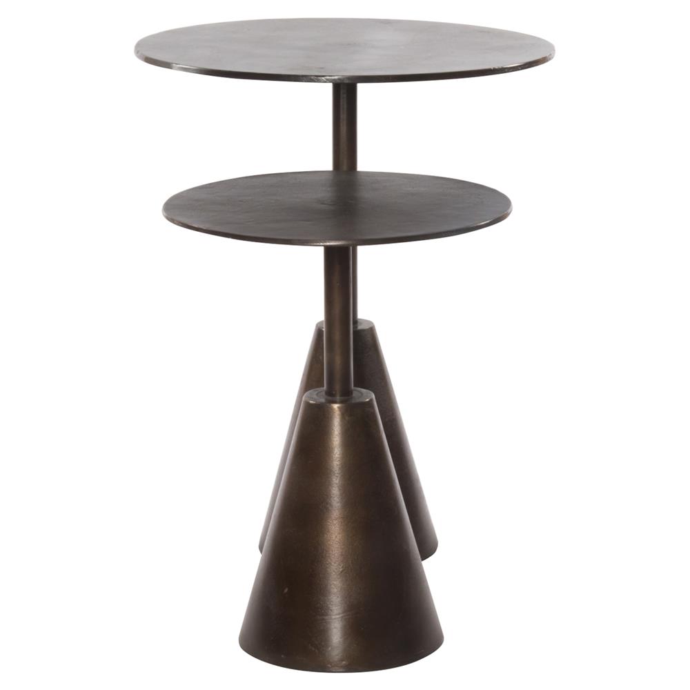 Ren Industrial Loft Antique Rust Round Outdoor Side End Table - Set of 2