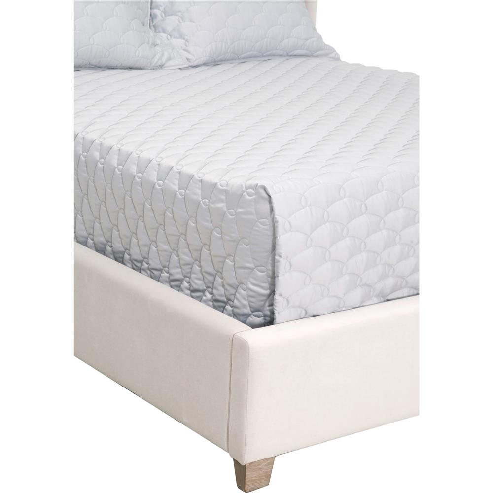 Charo Modern Cream Velvet Upholstered Oak Vertical Channel Wing Bed - Queen