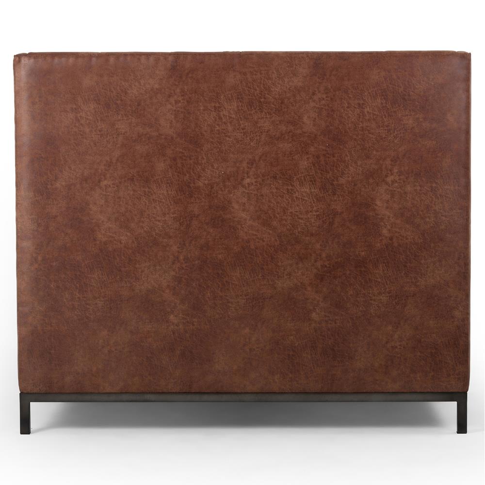Nyla Modern Tufted Brown Faux Leather High Headboard Platform Bed - Queen Queen | Kathy Kuo Home
